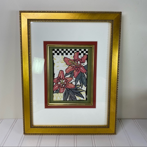 Mary Mark | Accents | Mary Mark Signed Floral Block Print In Gold Frame ...